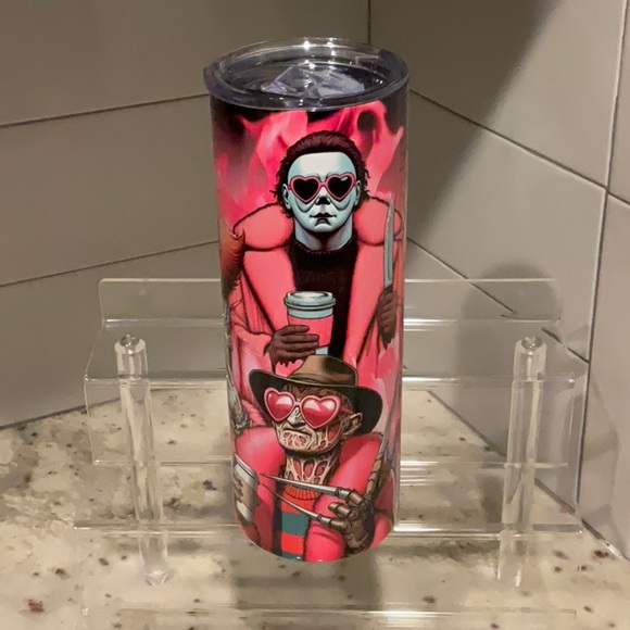 Hand Crafted | Dining | Customized Pink Horror Characters Tumbler ...